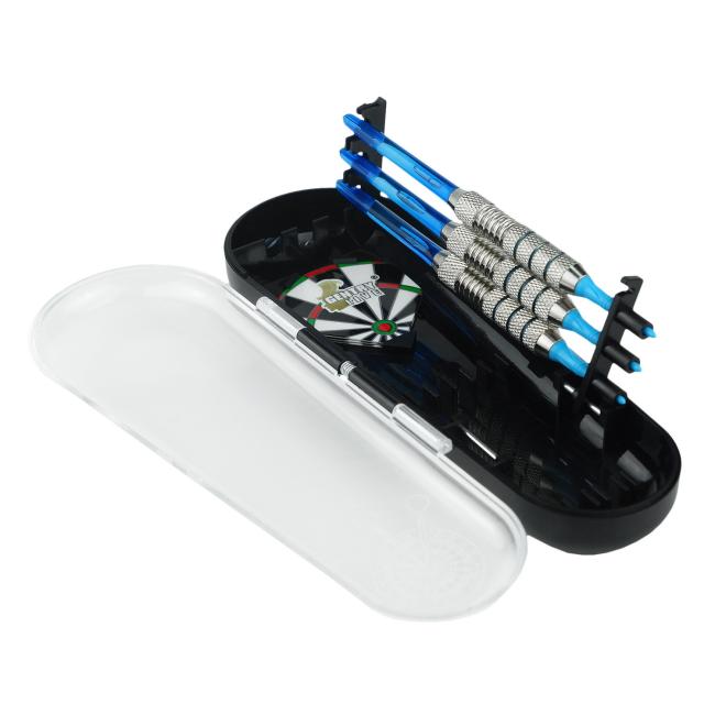 Close-up view of Gentry Live darts with soft tips