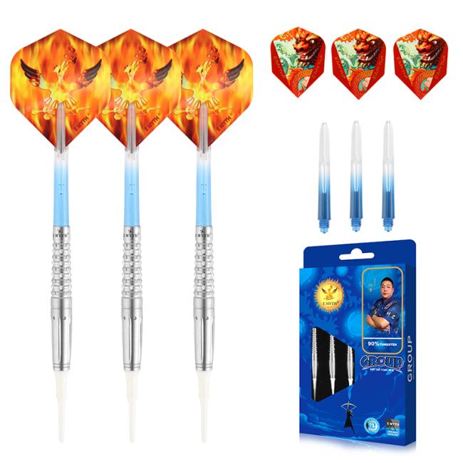 Close-up of E Myth Hu Jun dart barrels