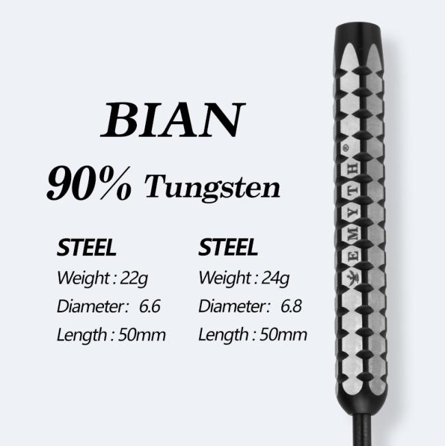 Emyth BIAN tungsten darts set with black PVD coating