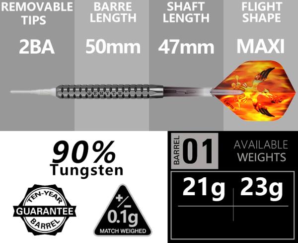 Quality Emyth Darts Soft Tip Darts Barrel 90% Tungsten Darts Set 21g 23g BIAN for sale