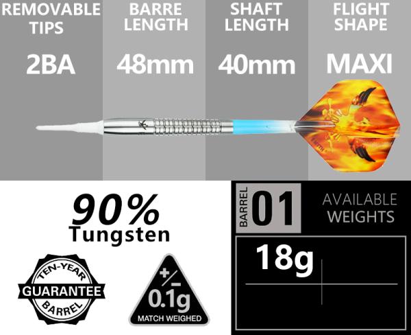 Quality Emyth Darts 2ba Soft Tip Darts Barrel 90% Tungsten Darts Set 18G MOONRISE for sale