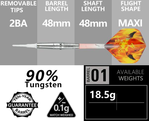 Quality Emyth Darts 2ba Soft Tip Darts Barrel 90% Tungsten Darts Set 18.5G CHASE SUN for sale