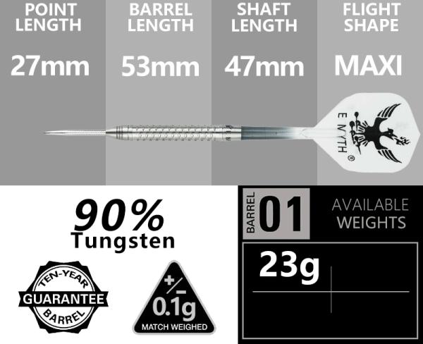 Quality Emyth Darts Steel Tip Darts Barrel 90% Tungsten Darts Set 23g AoBing for sale