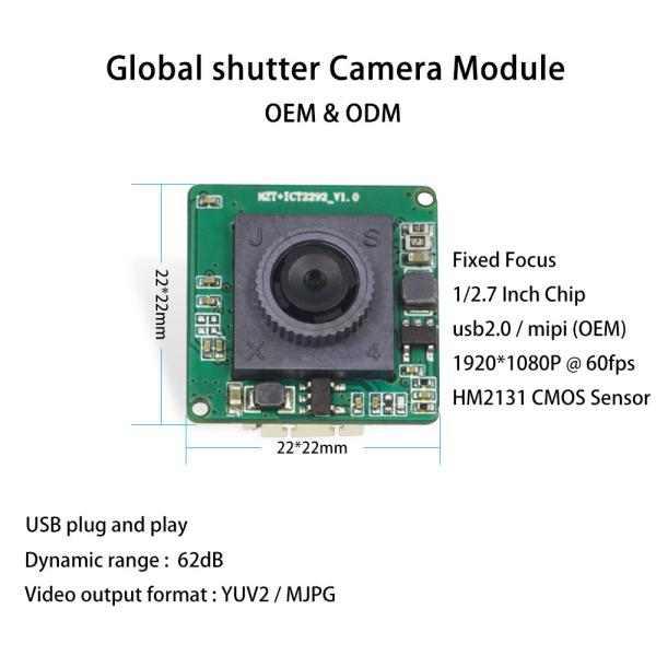 Quality HM2131 Himax 2MP Camera Module USB 1080P 60FPS Free Driver for sale
