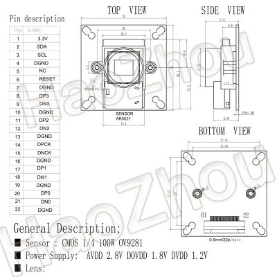 China 120FPS OV9281 Camera Module Global Shutter 1MP CMOS Sensor DVP AR VR for sale