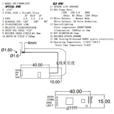 China 1.6MM Diameter Endoscope Camera Module USB Medical OV6946 Camera Module for sale