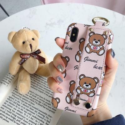 China Leather wristbands bear  Iphone 6-Iphone 11 pro max soft shell for sale