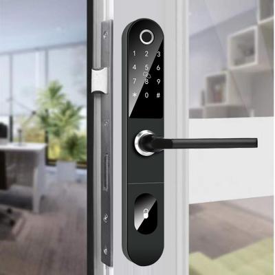 China Slim Body Fingerprint Password TTlock App Controlled Door Lock with 4 pcs AAA Battery for sale