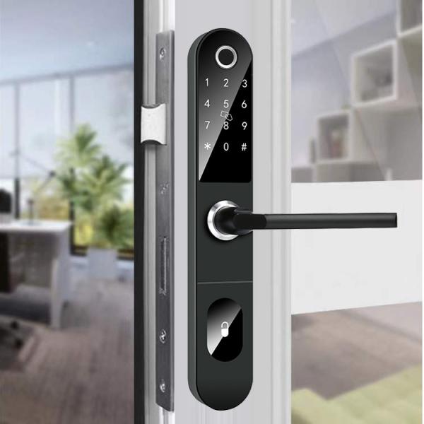 Slim Body Fingerprint Password TTlock App Controlled Door Lock with 4 pcs AAA Battery
