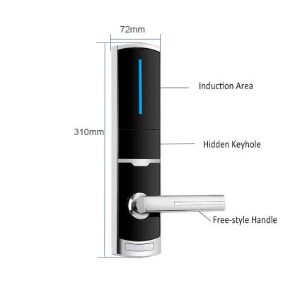 Chine 310*72mm Fermetures électroniques de portes intelligentes pour hôtels en alliage de zinc avec carte RFID et clé mécanique à vendre