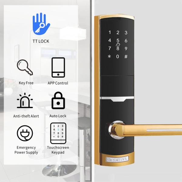 Gold Farbe Fernbedienung Smart Keypad Türschloss mit TTlock App Card Key