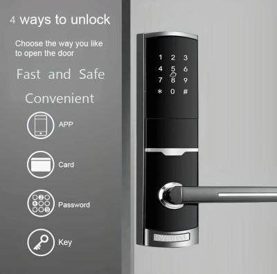 China 4 in 1 Keyless Entry Password Apartment Smart Door Lock with 4pcs AA Battery for sale