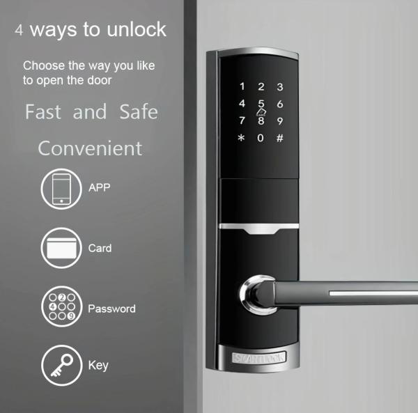 4 in 1 Keyless Entry Password Apartment Smart Door Lock with 4pcs AA Battery