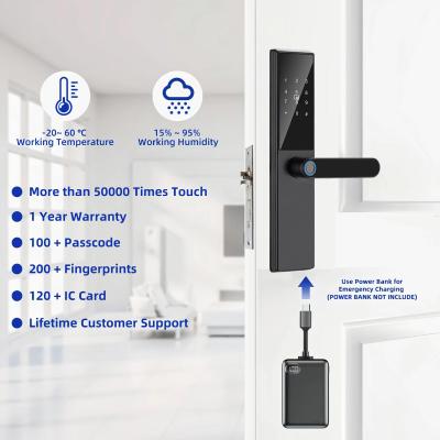 Cina Aluminum Alloy Smart Home TTlock Keyless Digital Door Lock Biometric Fingerprint Door Lock in vendita