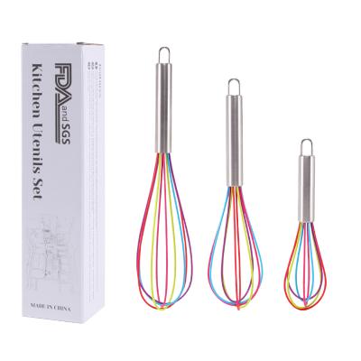 China Silicone Whisks and Stirrers Set Non-Slip Kitchen Mixing Tools for sale