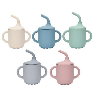 China OEM/ODM Silicone Straw Children's Drinking Cup - Shock-proof Baby Cup with Lid & Handle (Custom Pattern/Logo) for sale