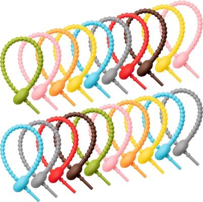China Factory Wholesale Zip Tie Small Tadpole Silicone Cable Ties, Adjustable Silicone Soft Hook Hanging Rope, Desk Organizer & Thread Embedding Tool for sale