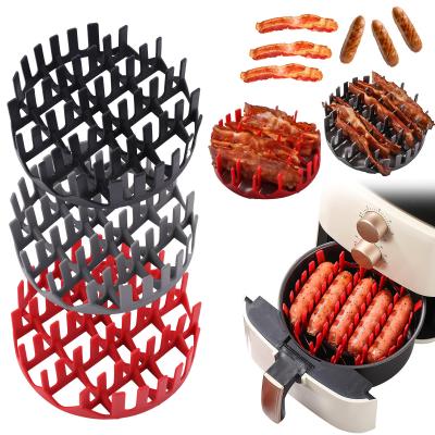 China Food Grade Silicone Air Fryer Accessory – Circular Hot Dog & Bacon Rack Stand for sale