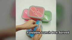 Factory Wholesale Silicone Folding Lunch Box, Children's Lunch Box with Spoon, Microwave Oven Heatin