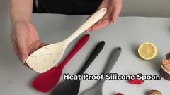 Heat Insulation Silicone One-Piece Kitchen Cooking Spoon for European & American Market