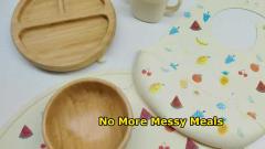 Factory Direct Suction Cup Compartmentalized Silicone Dinner Plate, Baby Plate with Fork and Spoon,
