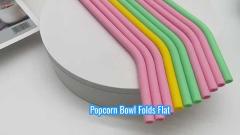 Factory Direct Silicone Straw Set, Colorful Food-grade Reusable Baby Curved Tube with Storage Box &