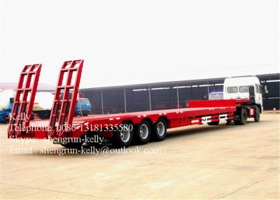 China Used Hydraulic steering gooseneck lowboy trailer with ramp 30-80T for sale