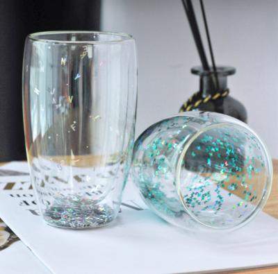 China OEM Colorful Creative Double Wall Glass Mug High Borosilicate Glass Cup Home Use for sale