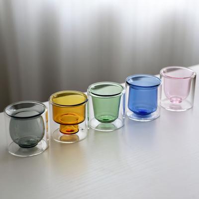 China Glass Cup Double Wall High Borosilicate Glass Heat Resistant Milk Water Coffee Glass Mug Tumbler Cup Espresso Glass Cup for sale