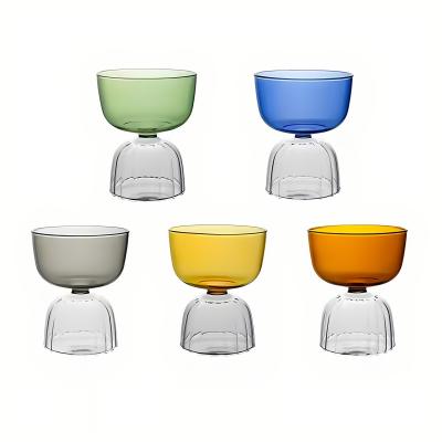 China Modern Colored High Borosilicate Glass Cup Ice Cream Serving Bowl For Party Dining for sale