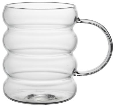 China Special Design 300ml Shaped High Borosilicate Glass Drinking Cup Coffee Water Milk Drink Cup for sale