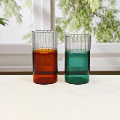 China Handmade Two Tone Colored Cocktail Glass Cup Modern Design Borosilicate Glass Tumbler for sale
