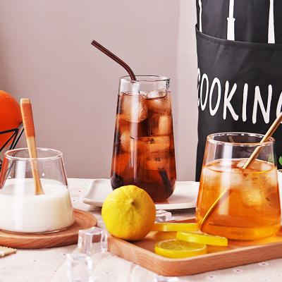 China Transparent 450ML Single Wall Glass Cup Customized Color For Milk Coffee Juice for sale