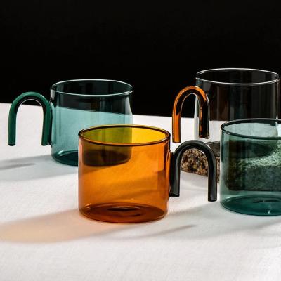 China Classic Design 350ML Single Wall Glass Mug High Borosilicate Glass Cup With Handle for sale
