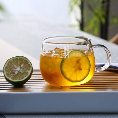 China High Borosilicate Single Wall Glass Mug With Handle For Drinking Water Milk Tea Coffee for sale