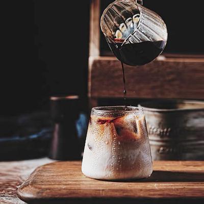 China Home And Café Use Clear Glass Cups Stylish Design For Coffee Iced Drinks Custom Logo for sale
