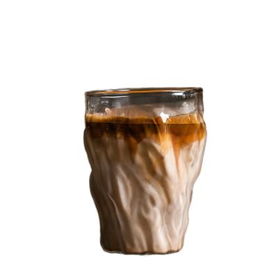China Creative 300ml Clear High Borosilicate  Glass Coffee Cup With Gold Rim For Drinking Water Milk Juice Coffee Multi-Use Mug for sale