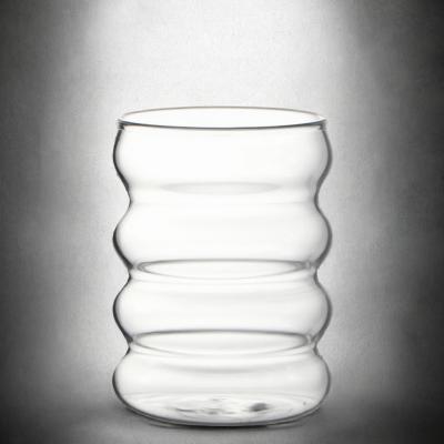 China Ripple High Borosilicate Glass Drinkware Cups Colored For Milk Coffee Tea Water Design for sale