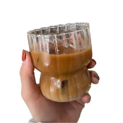 China Handmade Modern Borosilicate Glass Cup Flower Shape 260ML Transparent Color Wholesale for sale