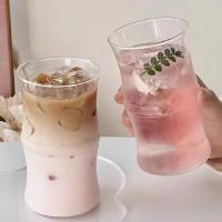 Quality 400ml High Borosilicate Transparent Glass Cup Single Wall Glass Milk Juice Drink for sale