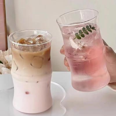 China 400ml High Borosilicate Transparent Glass Cup Single Wall Glass Milk Juice Drink Cup for sale