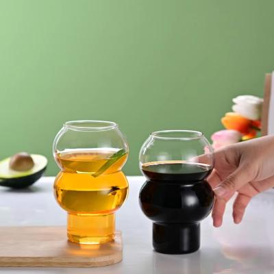 China China Supplier 550ml Gourd Shaped Transparent High Borosilicate Coffee Glass Cup for sale