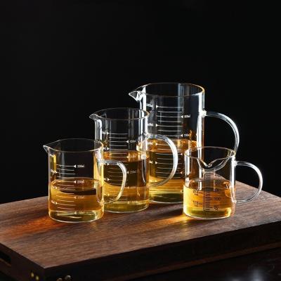 China Eco friendly Borosilicate Glass Cup With Measuring Line Food Safe Round Glass Cup for sale