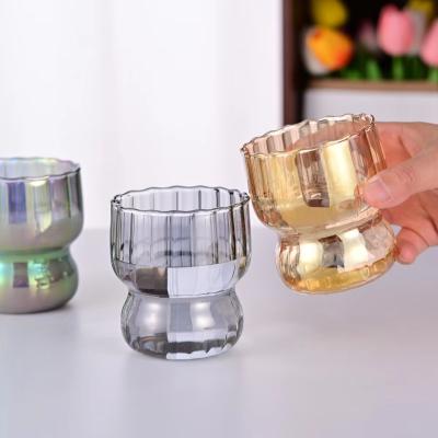 China Customization Creativity High Borosilicate Cute Vertical StripeIced Thickened Glass Cups For Drinking Coffee Juice for sale