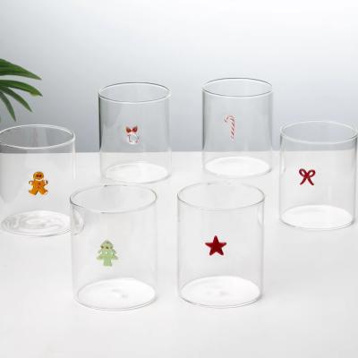 China Christmas Gift Cute Borosilicate Glass Mug Round Shape Drinking Glass Cup Multifunctional for sale