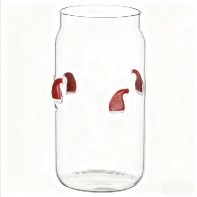 China Custom Capacity Borosilicate Glass Cup For Drinking Cola Juice Milk Tea Christmas Gift for sale