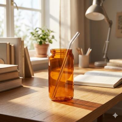 China Colorful Borosilicate Glass Cola Cup Cold Drink Can Shape Glass Mug Reusable Use for sale