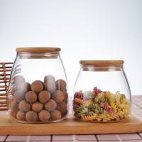 Quality Transparent Bamboo Lid Glass Storage Jar Customized Size Kitchen Glass Canister for sale