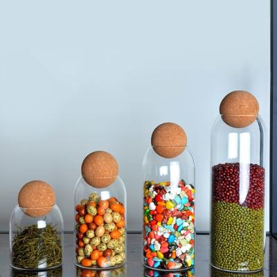 China Anti Deform Borosilicate Glass Spice Jar Storage Bottle With Waterproof Cork Stopper for sale