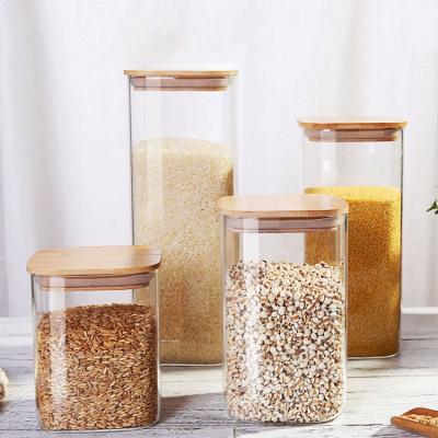 China Classic Design Borosilicate Glass Storage Jar Square Food Containers 200ml-2000ml for sale